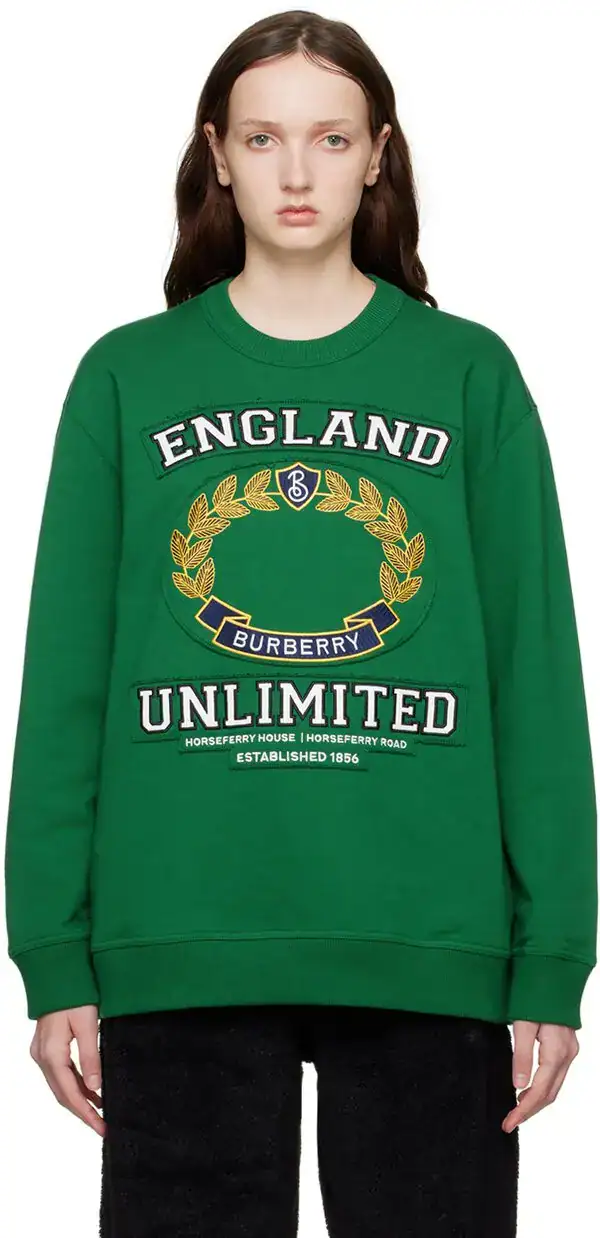 Burberry Oversized College Sweatshirt Deep Pine Green 75% Off
