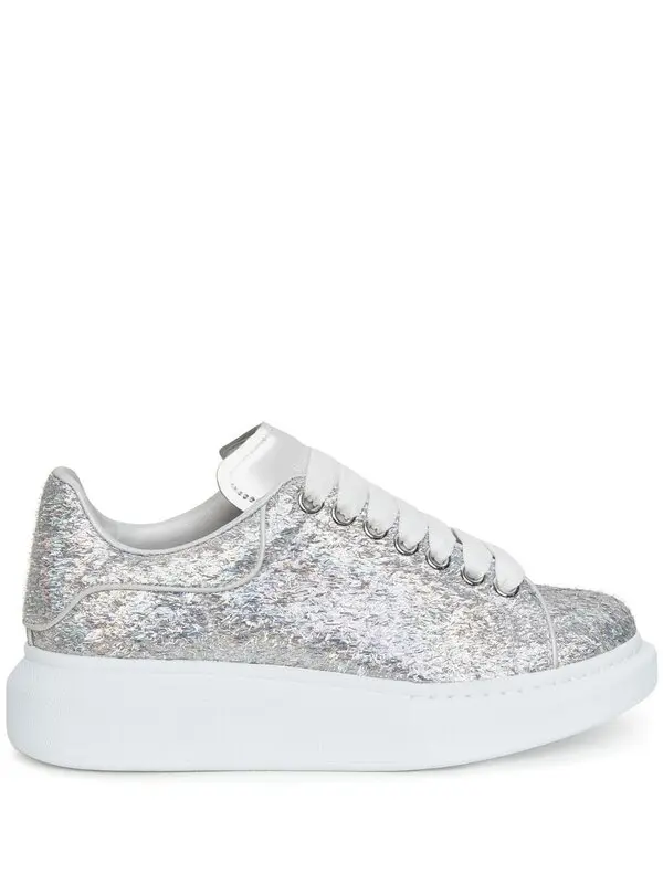 Alexander Mcqueen Debossed-Logo Holographic-Effect Sneakers In