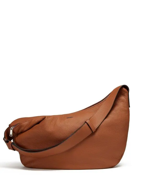 Zegna Panorama Leather Shoulder Bag - Brown