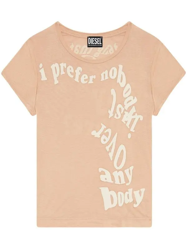 Diesel Graphic-Lettering-Print T-Shirt - Brown | Editorialist