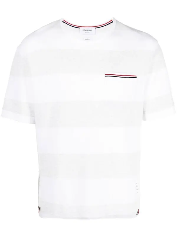 Thom Browne Rwb Pocket Striped T-shirt - Grey