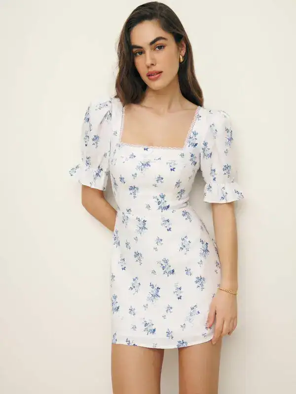 knee length dresses for ladies Natural Long Sleeve Linen Maxi Dress from NikkaPlace main image 0