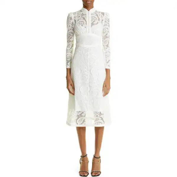 Zimmermann Wonderland Paisley Lace Midi Dress In Ivory - 80% Off |  Editorialist