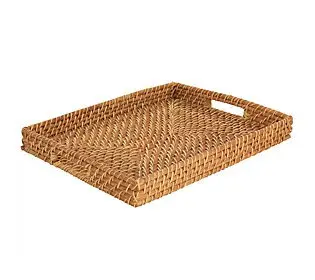 MARTHA STEWART 16' Rattan Woven Serving Tray In Brown