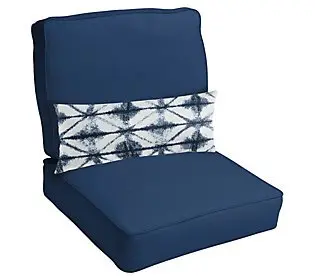 SORRA HOME 23.5 X 23 X 5 Deep Seating Set W Midori Indigo Lumbar Pillow