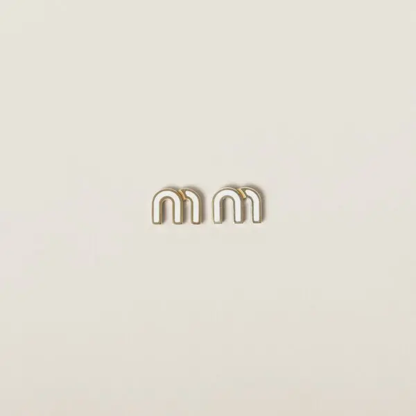 Miu Miu Enameled Metal Earrings - White