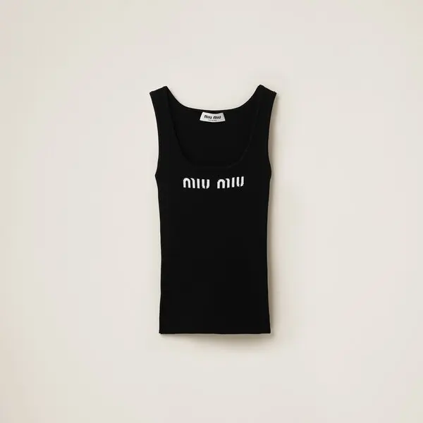 Miu Miu Viscose Tank Top - Black
