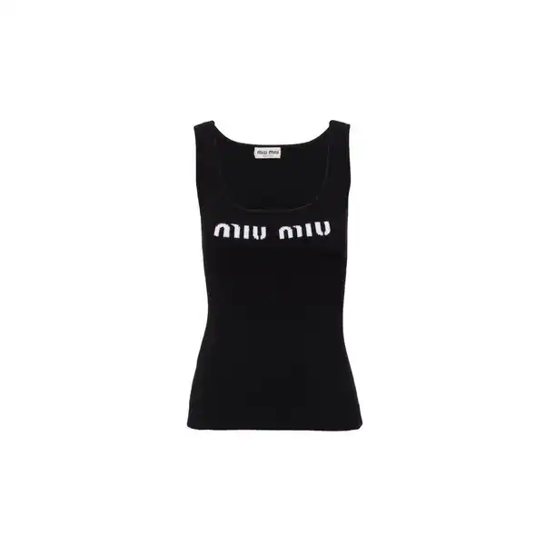 MIU MIU ブラック タンクトップ 38 Miu Miu Viscose Tank Top - Black | Editorialist