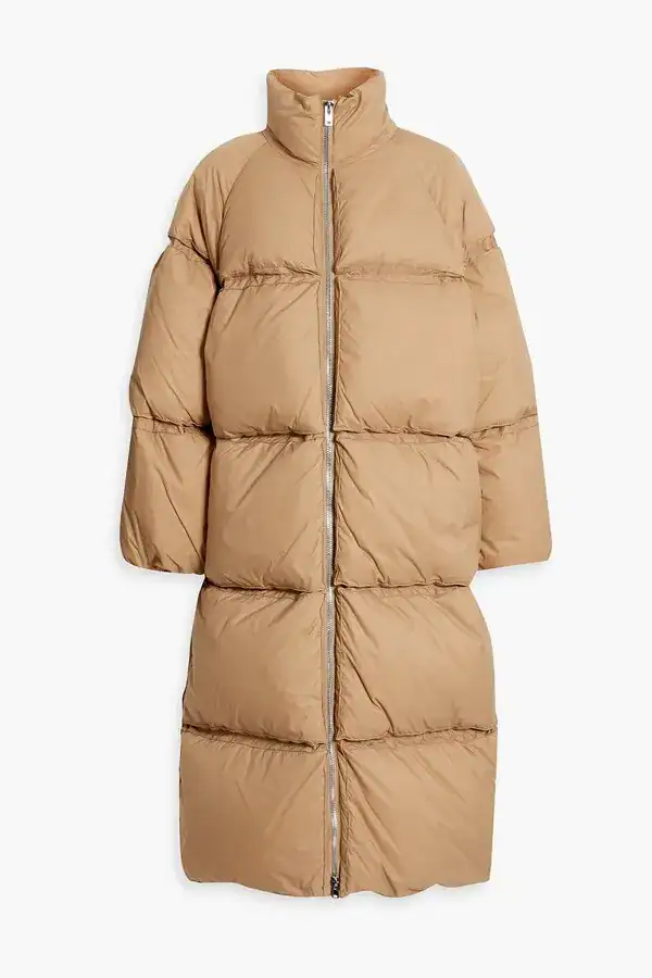 Stand Studio Alana Oversized Quilted Down Coat In Sand - 85% Off