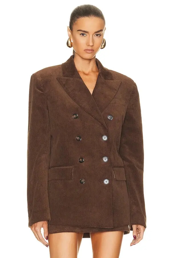 Helsa Corduroy Double Breasted Jacket In Brown - 47% Off  