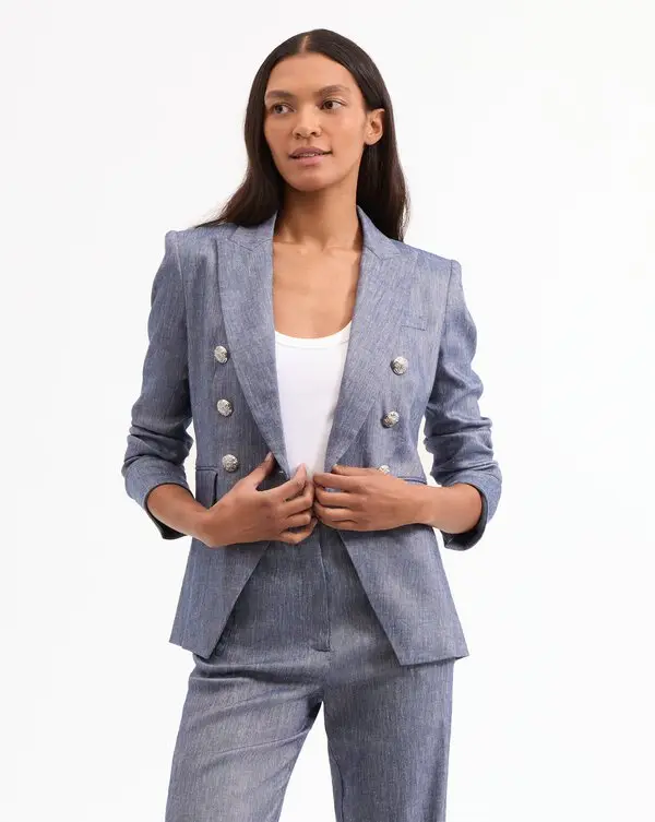 Veronica Beard Miller Linen Dickey Jacket - Blue Melange