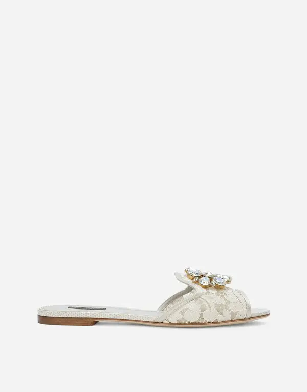 Dolce & Gabbana Lace Slides - Grey
