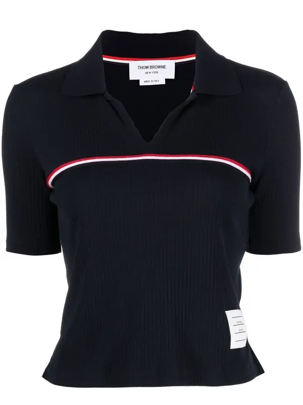 Thom Browne Rwb-stripe Cropped Polo Shirt