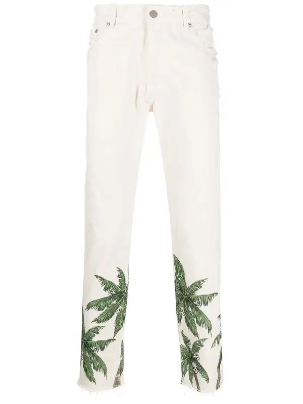 Palm Angels Palm Tree Print Straight-leg Jeans
