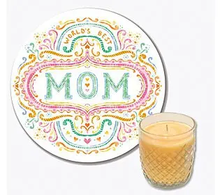 COURTSIDE MARKET Courtside Worlds Best Mom 8x8 Art Board & 9 Oz Andle Set