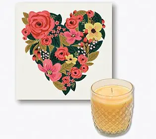 COURTSIDE MARKET Courtside Be Mine I 8x8 Art Board & 9 Oz Candle Set