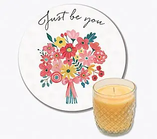 COURTSIDE MARKET Courtside Bright Petals Ii 8x8 Art Board & 9 Oz Candle Set