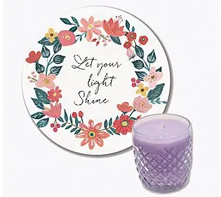 COURTSIDE MARKET Courtside Bright Petals Iv 8x8 Art Board & 9 Oz Candle Set