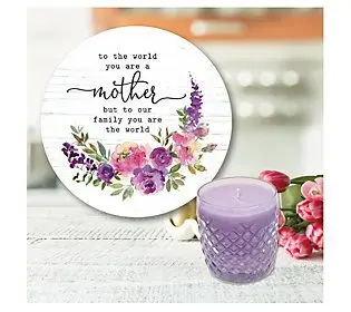 COURTSIDE MARKET Courtside You Are The World 8x8 Art Board & 9 O Candle