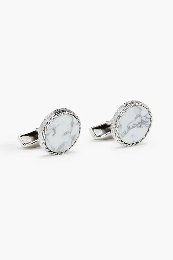 Tateossian Sterling Silver Howlite Cufflinks