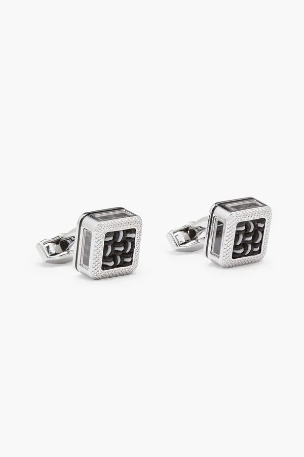 Tateossian Rhodiumplated, Braided Cord And Perspex Cufflinks