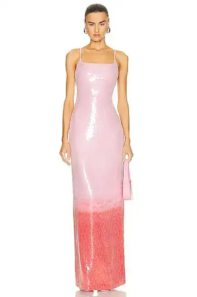 Brandon Maxwell Liquid Dip Dye Gown In Pink In Lilac Fiery Red - Main Image