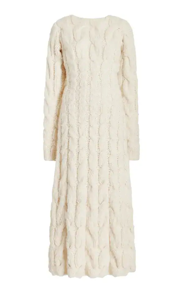 Gabriela Hearst Poppy Cable-Knit Cashmere Sweater Dress Only - Ivory |  Editorialist