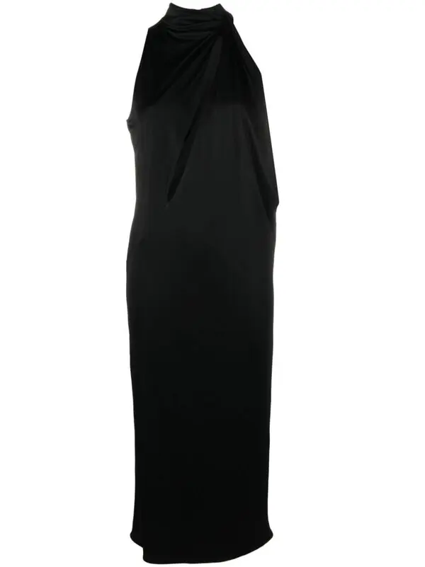 Versace Slashed Halterneck Midi Dress - Black