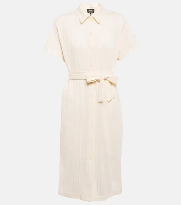 A.P.C. Ribbed-Knit Cotton Midi Dress In White - 30% Off | Editorialist