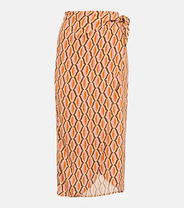 Velvet By Graham & Spencer Alisha Printed Crêpe Wrap Skirt