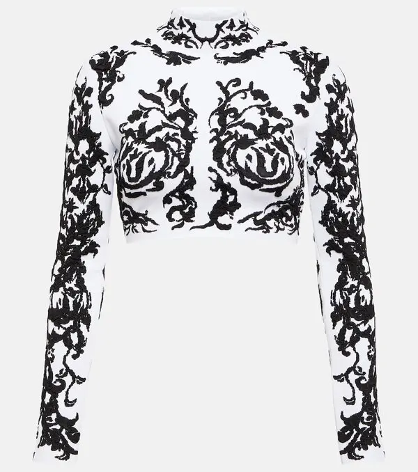 Alaïa Calligraphy Jacquard Crop Top - Multicoloured