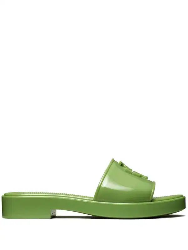 Tory Burch Eleanor 30mm Jelly Slides In Green 40% Off Editorialist