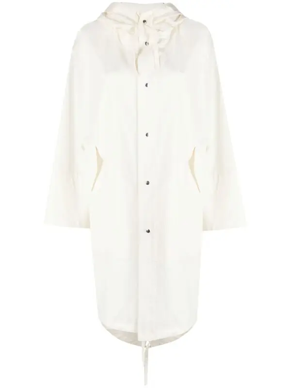 JIL SANDER Logo-print Drawstring Coat - Neutrals