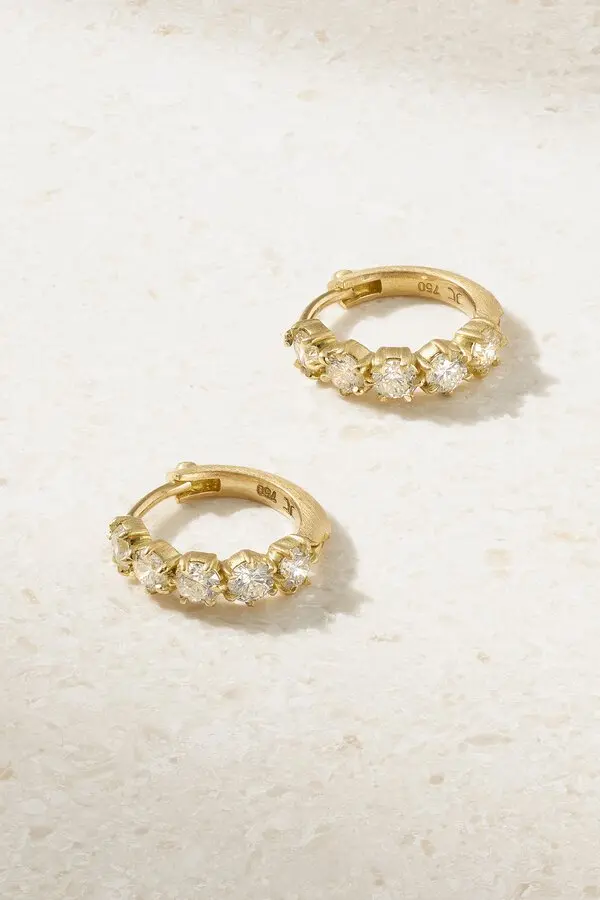 JADE TRAU Catherine Mini 18-karat Diamond Hoop Earrings - Gold | Editorialist