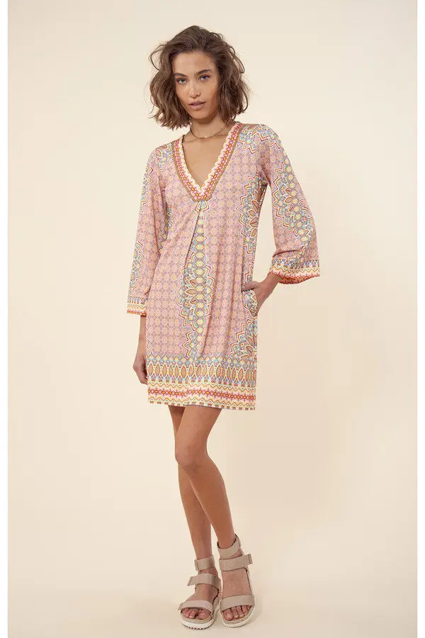 Hale Bob Nicolette Beaded Jersey Dress - Brown / Neutral