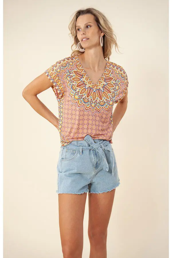 Hale Bob Sindy Jersey Top - Brown / Neutral