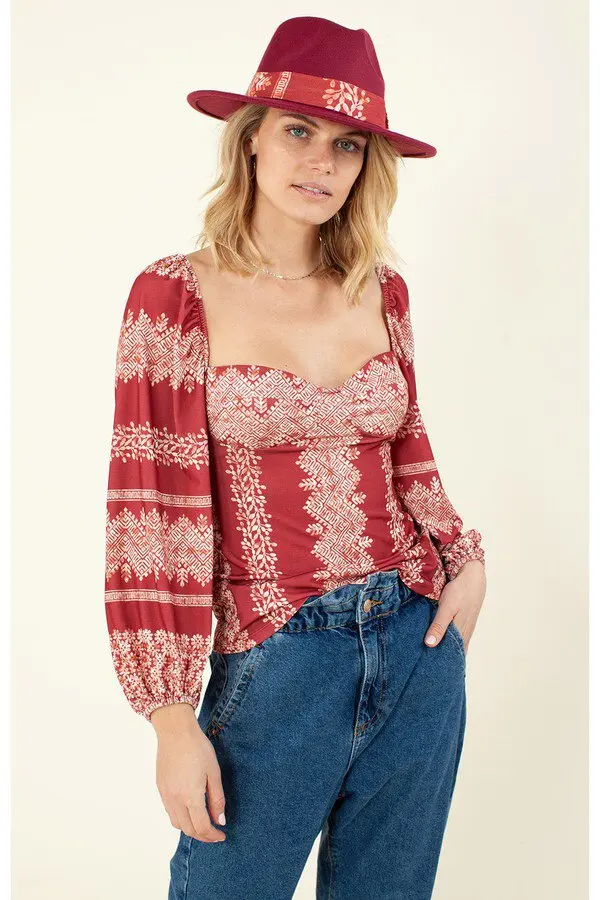 Hale Bob Francesca Jersey Top - Red