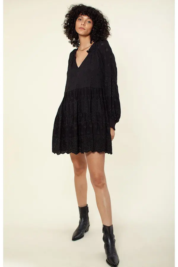 Hale Bob Darrin Solid Embroidered Dress