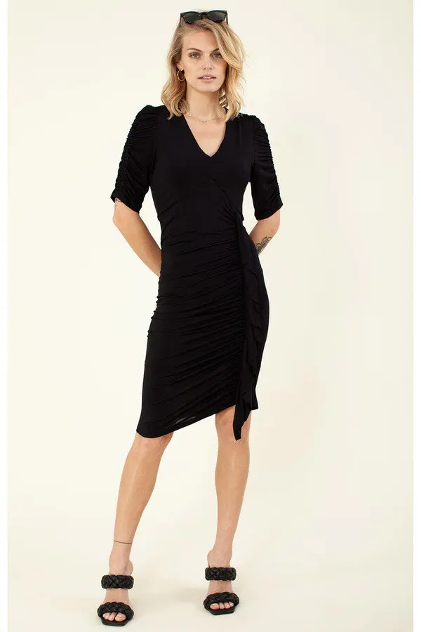Hale Bob Ferrah Draped Dress - Black
