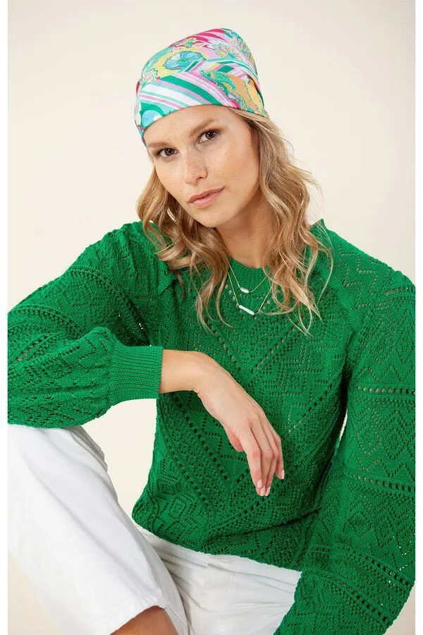 Hale Bob Jovita Pointelle Sweater - Green