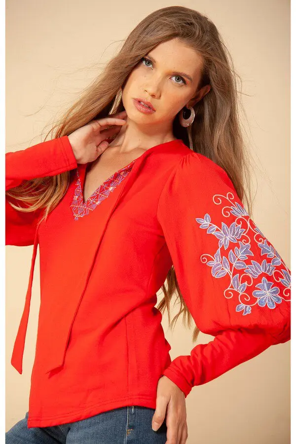 Hale Bob Marilyn Embroidered Top - Red