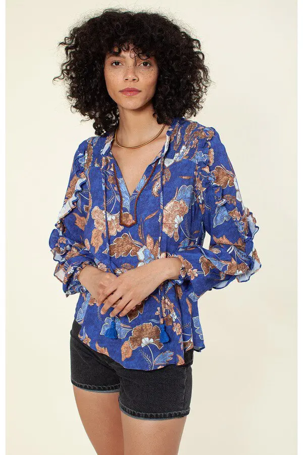 Hale Bob Savanna Beaded Top - Blue