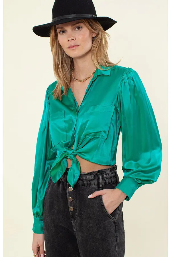 Hale Bob Yamei Silk Top - Green
