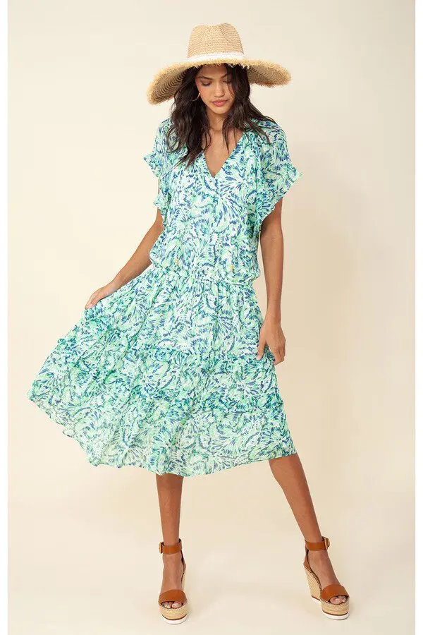 Hale Bob Honey Blouson Midi Dress In Green - 50% Off | Editorialist