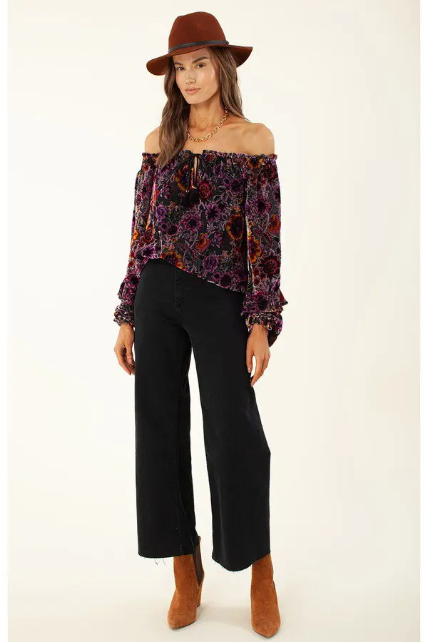 Hale Bob Magdelena Off Shoulder Top - Black