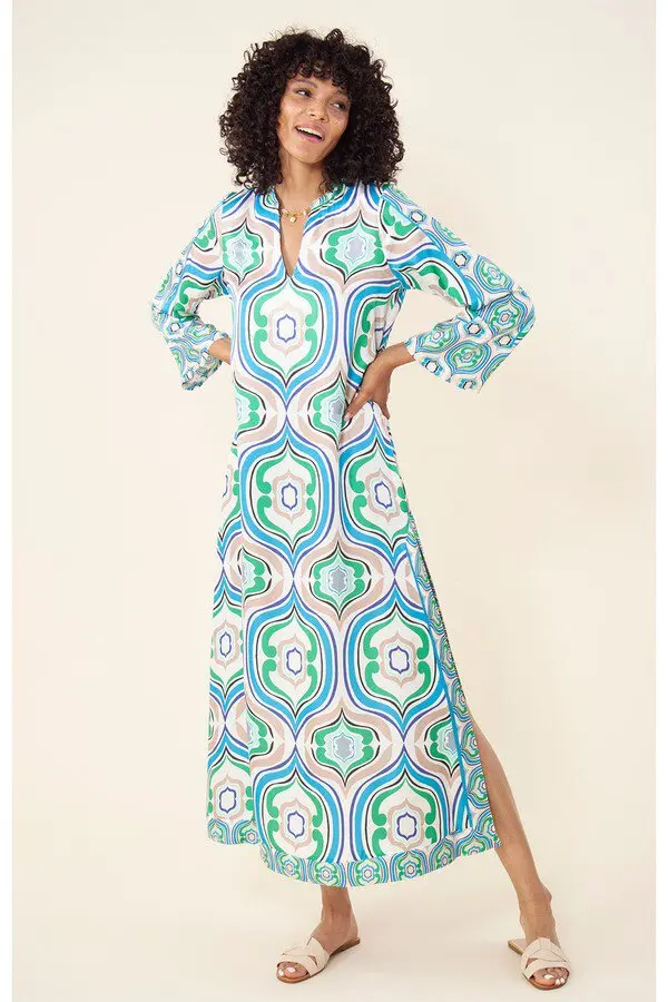Hale Bob Karina Caftan Dress - Blue