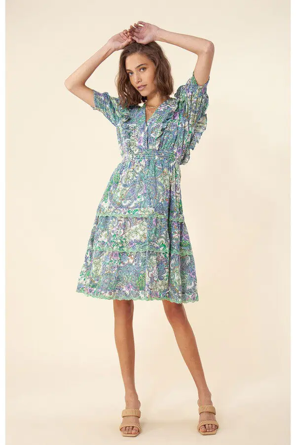 Hale Bob Eola Eyelet Trim Voile Dress - Neutral