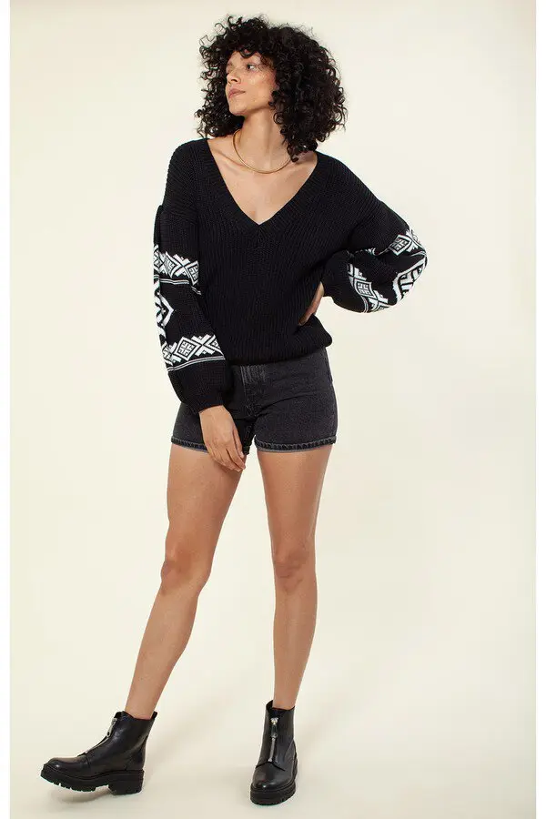 Hale Bob Olivia Jacquard Sweater - Black