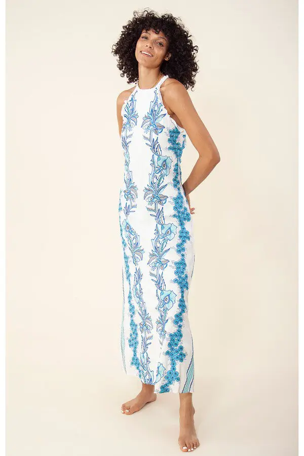 Hale Bob Luciana Embroidered Maxi - Blue