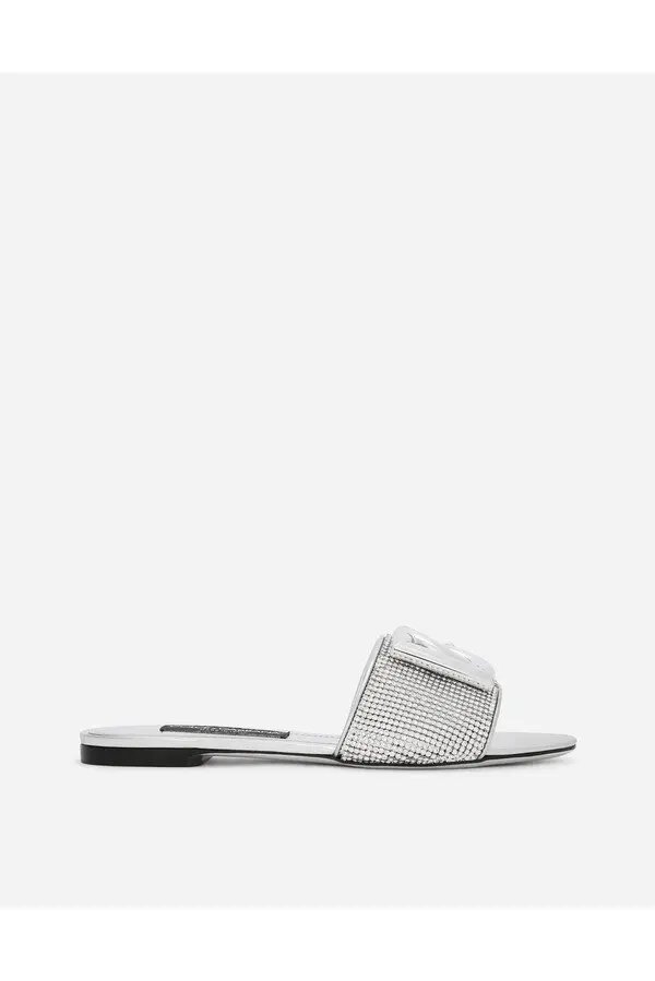 Dolce & Gabbana Crystal Mesh Sliders With Dg Logo - Multicolor ...